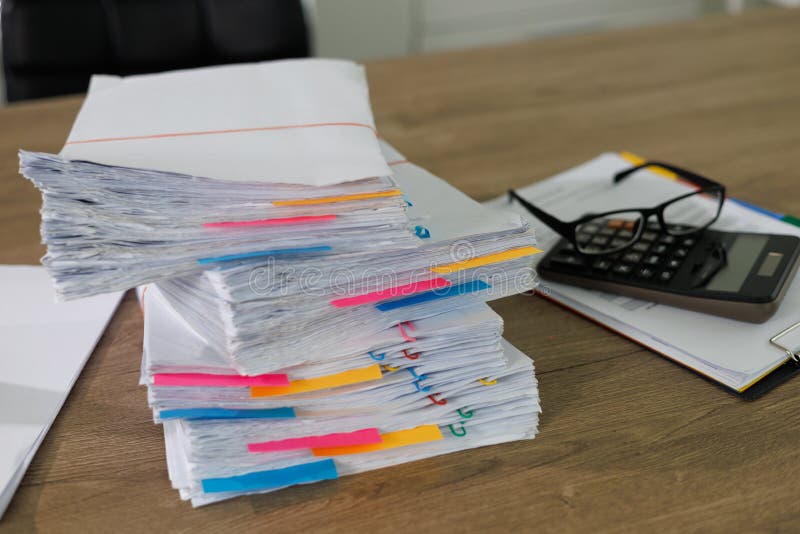 Business Administration and Data Documents on Office Desk, Stack of ...