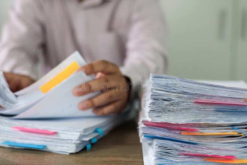 Business Administration and Data Documents on Office Desk, Stack of ...