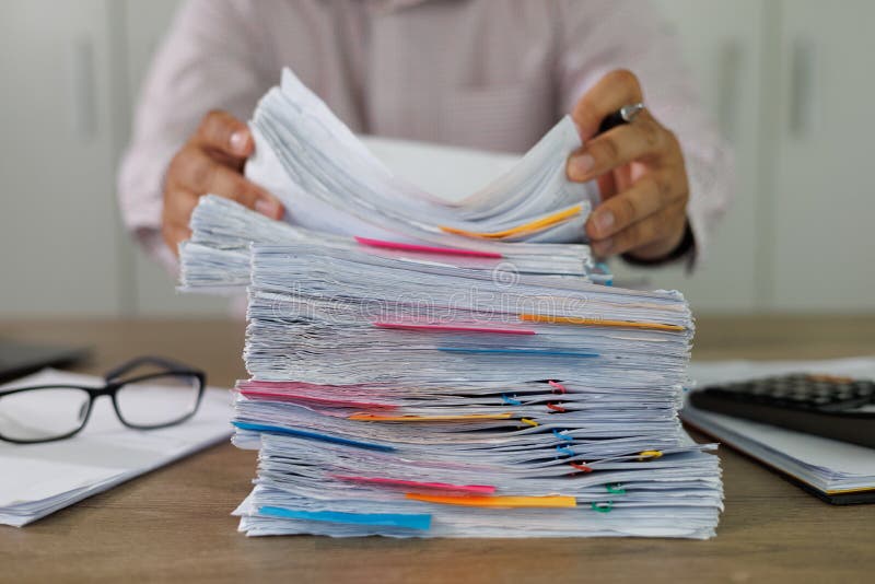 Business Administration and Data Documents on Office Desk, Stack of ...