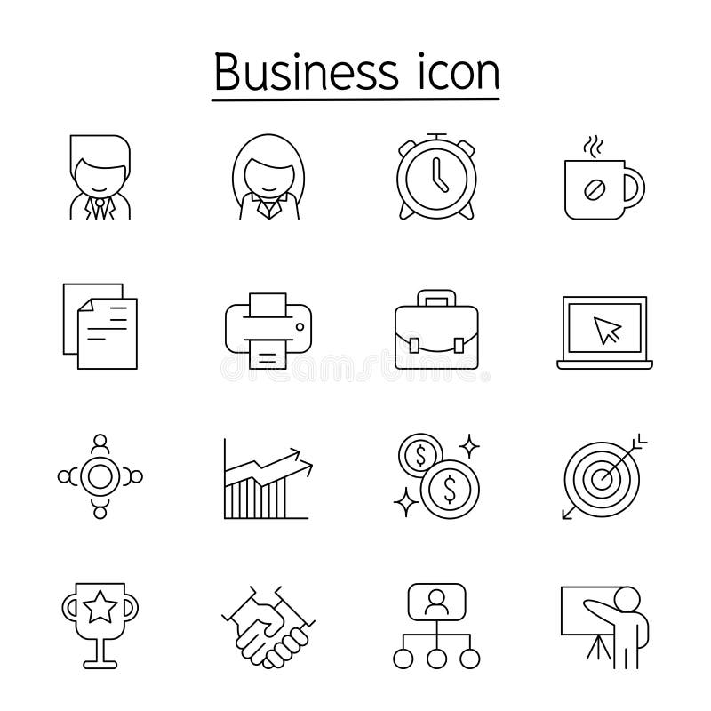 Business Administration Icon Set in Thin Line Style Stock Vector ...