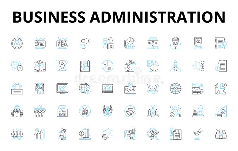Business Administration Linear Icons Set. Management, Leadership ...