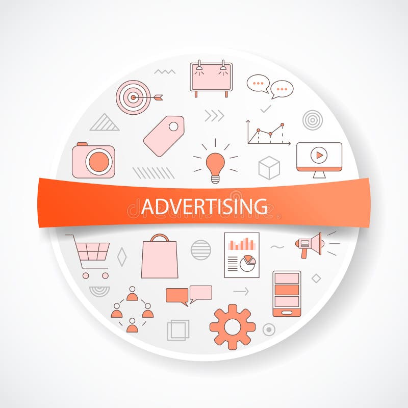 Business Advertising Concept with Icon Concept with Round or Circle ...