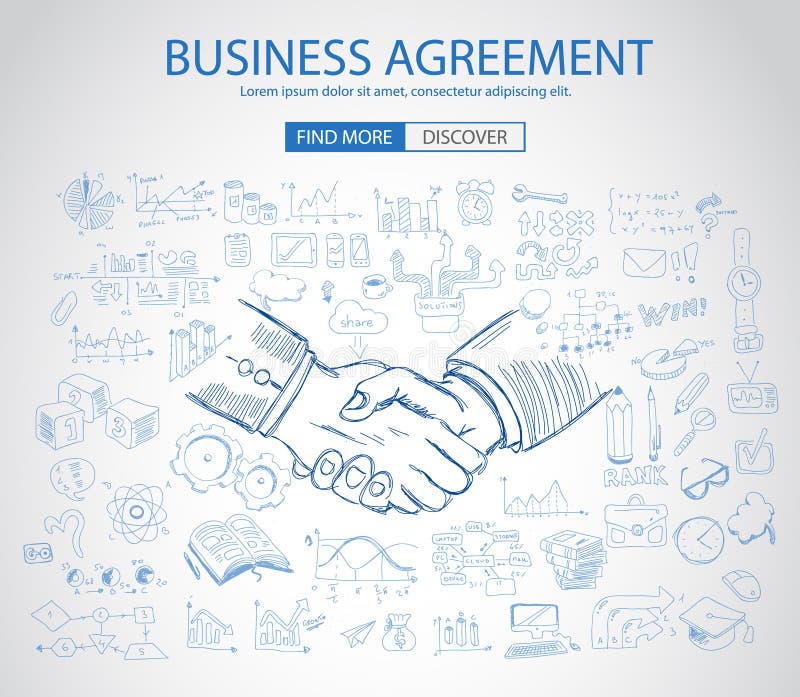Business Agreement Concept Wih Doodle Design Style Stock Vector ...