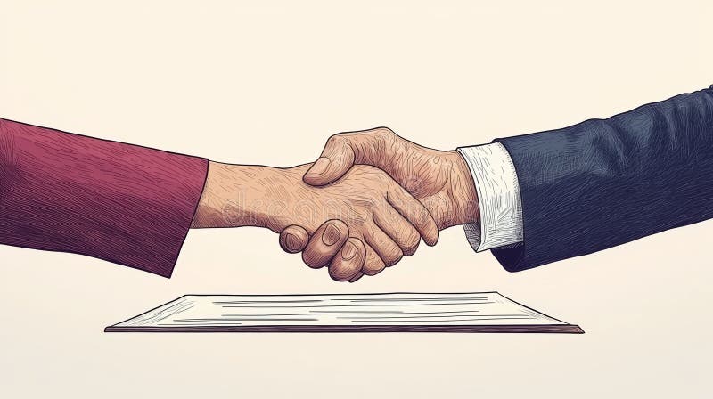Business Agreement with Handshake and Contract Document Stock ...