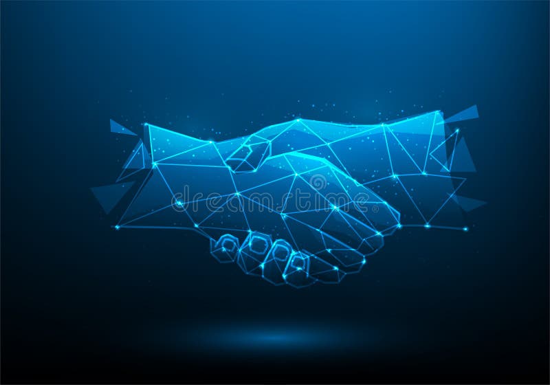 Business Agreement Handshake Poly Line and Point on Blue Dark Blue ...