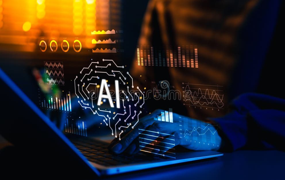 Business AI and Data Analytics Concept. Businessman Analyzes Enterprise Data Management by AI ...