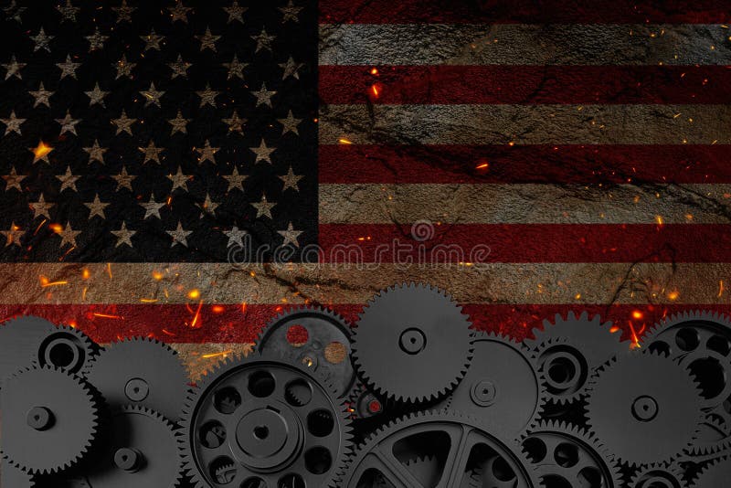 Business American Flag Cogs Background Economy Stock Photo - Image of ...
