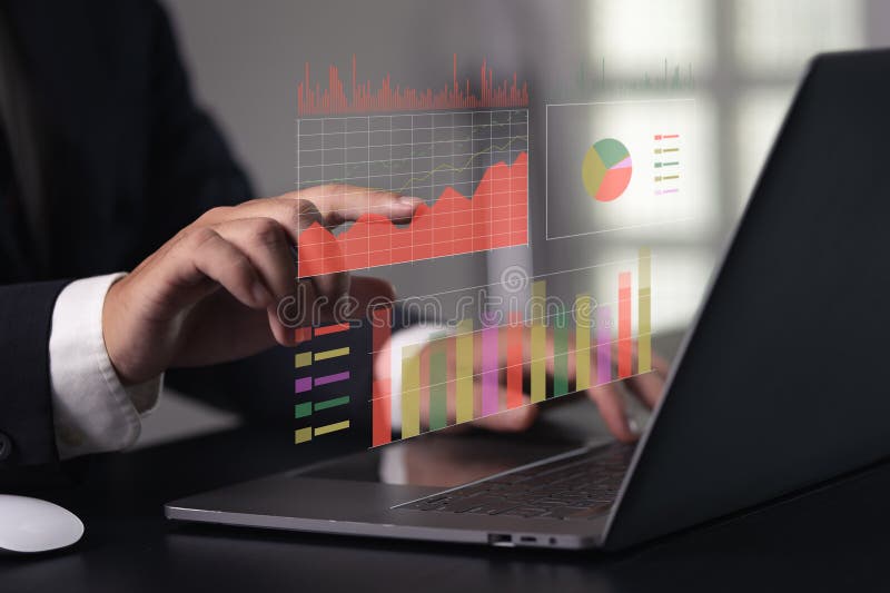 Business Analysis with Artificial Intelligence. Scientists Analyze Data Mining. Displaying ...