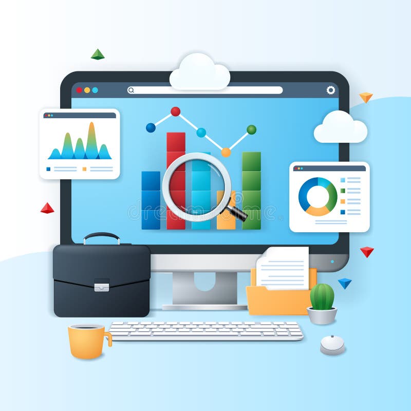 Business Analysis Banner in 3D Style Stock Illustration - Illustration ...