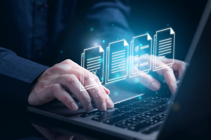Data Document Analysis Chart on Laptop Technology Stock Illustration ...