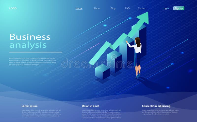 Business Analysis Concept Banner with Characters. Isometric Concept ...