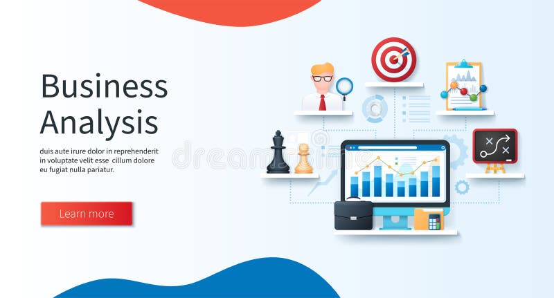 Business Analysis Concept in 3D Style Stock Vector - Illustration of ...