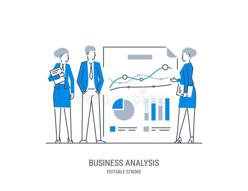 Data Analysis Concept. People Work with Data on Charts Stock Vector ...