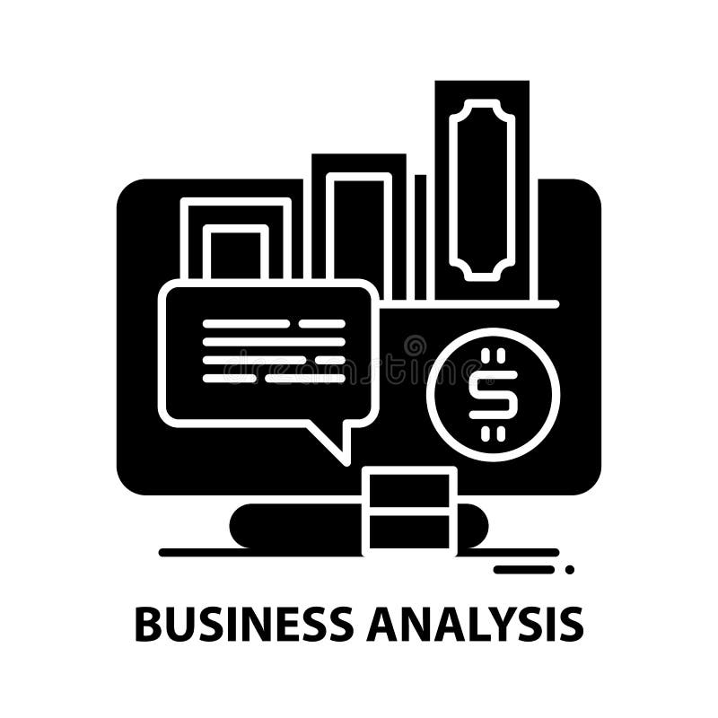 Business Analysis Icon, Black Vector Sign with Editable Strokes ...