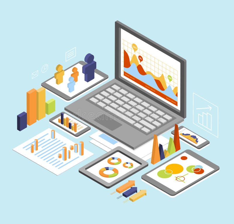 Business Analysis Isometric Stock Vector - Illustration of pixelart ...