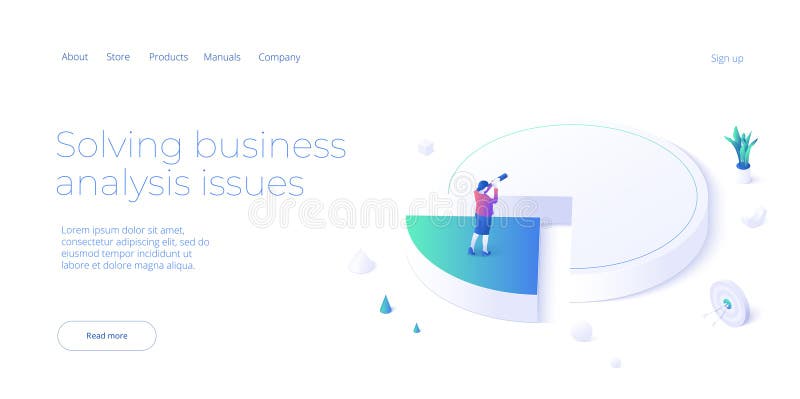 Business Analysis Isometric Vector Illustration. Data Analytics for Company Marketing Solutions ...