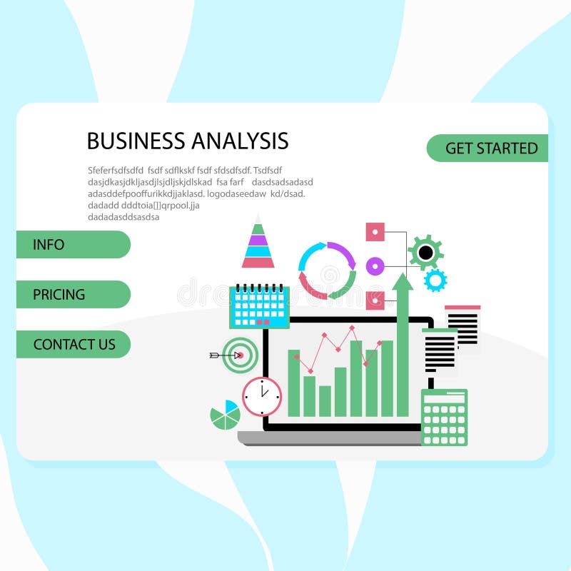 Business Analysis Landing Page, Chart and Graphic Stock Vector ...
