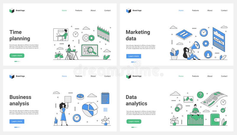 Business Analysis of Marketing Data, Analytics and Time Planning Set and Tiny People Stock ...