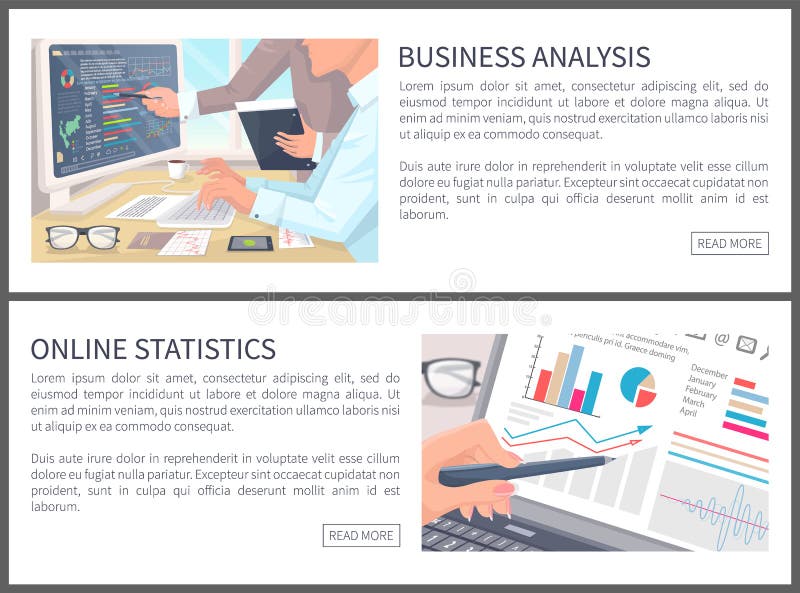 Business Analysis and Online Statistics Banners Stock Vector ...