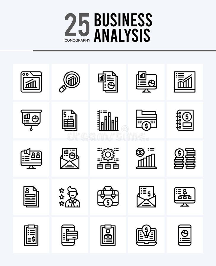 25 Business Analysis Outline Icons Pack Vector Illustration Stock ...