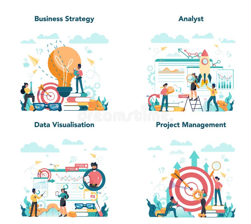Business Analyst Concept Set. Business Strategy and Project Stock ...
