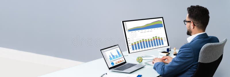 Business Analyst Man Working on Computer Stock Photo - Image of ...