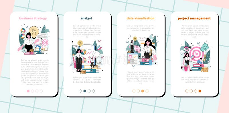 Business Analyst Mobile Application Banner Set. Financial Operation ...