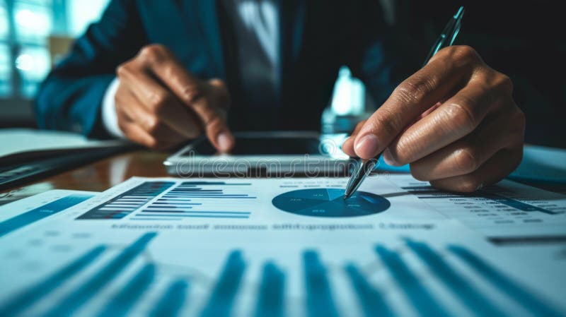 Business Analyst Reviewing Charts and Data on Desk Stock Photo - Image ...