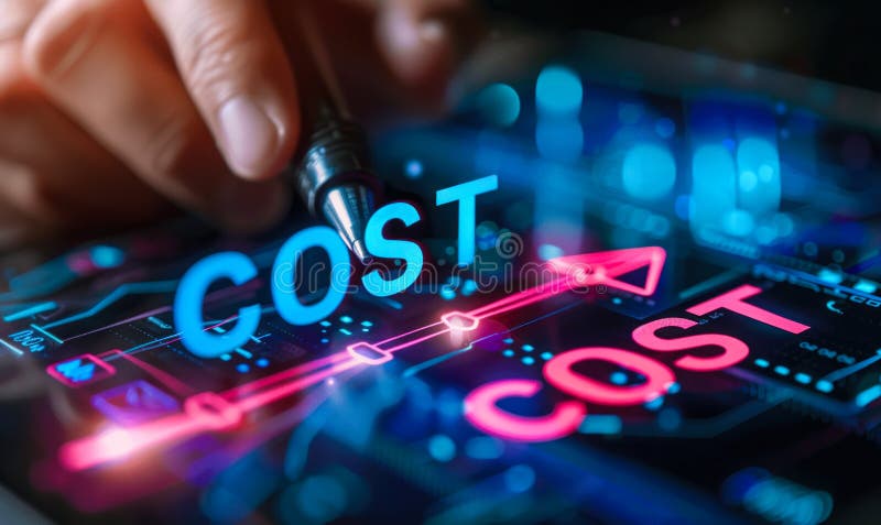 Business Analyst Touching a Glowing Cost Reduction Graph on a Virtual ...