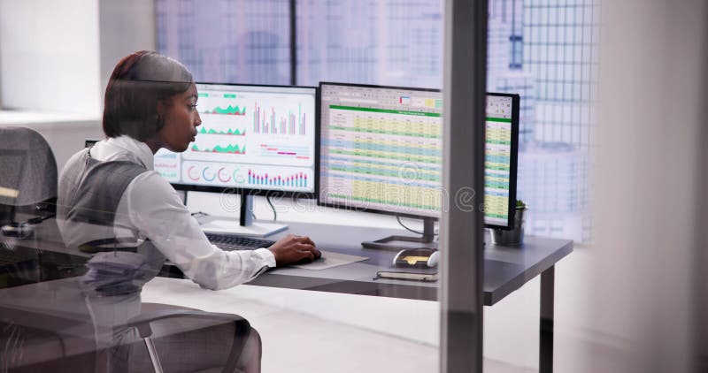 Business Analyst Working with Data on Stock Spreadsheet Stock Photo ...