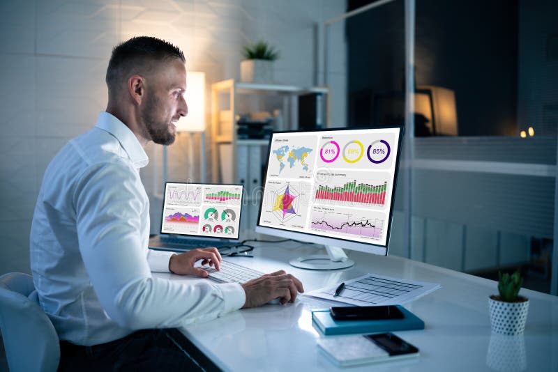 Business Analyst Working Late Stock Image - Image of advisor, chart ...