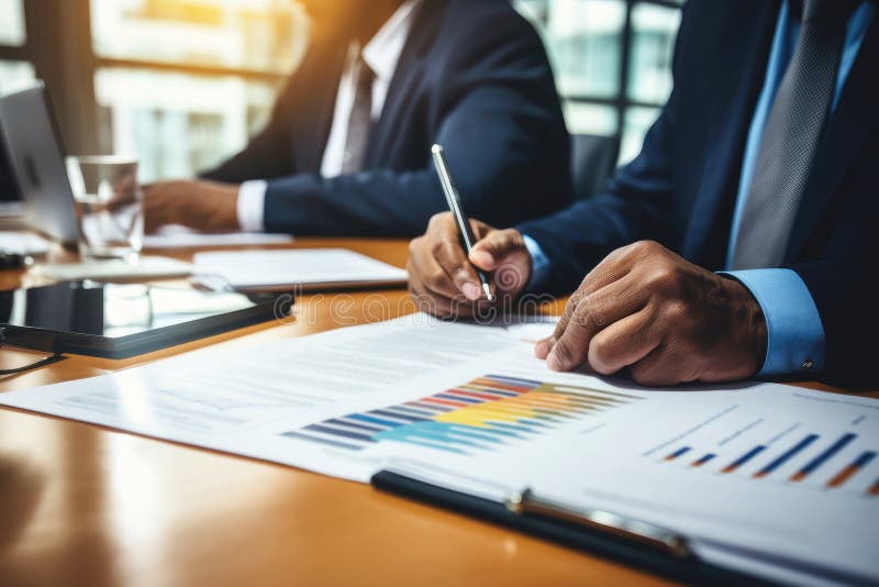 Business Analytics in Action: Professionals Examining Charts Stock ...