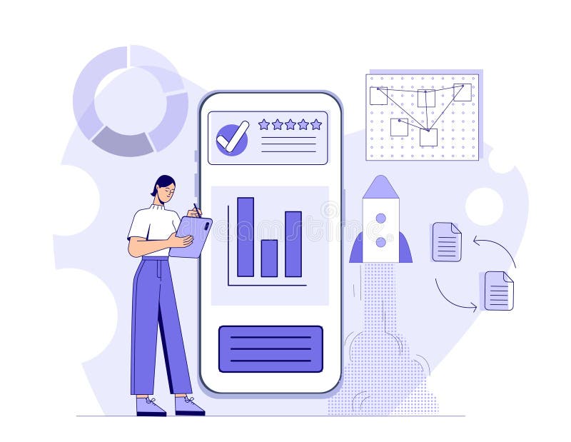 Business Analytics App Interface Concept. Vector Illustration Stock ...