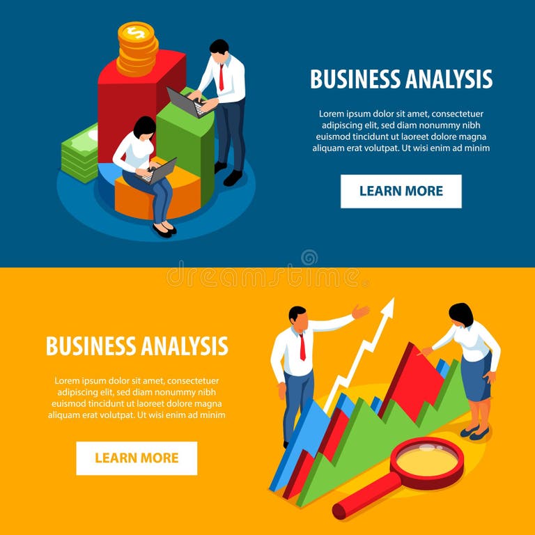 Business Analytics Banners in Isometric View Stock Illustration ...