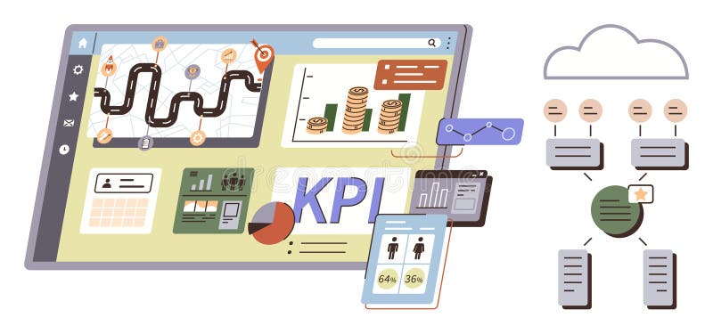 Business Analytics Dashboard with KPI Visualization and Data Flow in ...