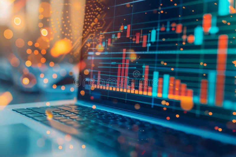 Business Analytics Dashboard on a Laptop Screen. Statistics, Graphs and ...