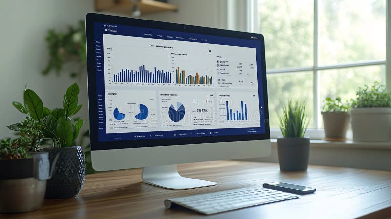 Business Analytics Dashboard on Modern Desktop Computer AI Generated ...
