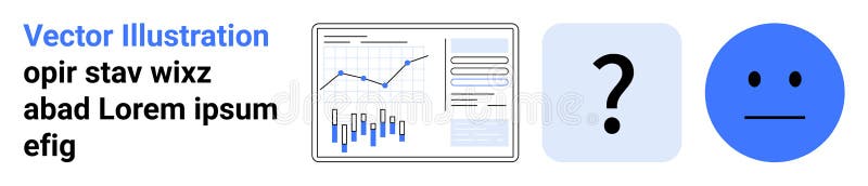 Business Analytics Dashboard, Question Mark Icon, and Neutral Face ...