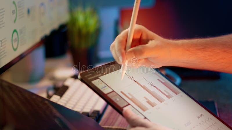 Business Analytics Dashboard Tablet Computer Screen Office Interior ...