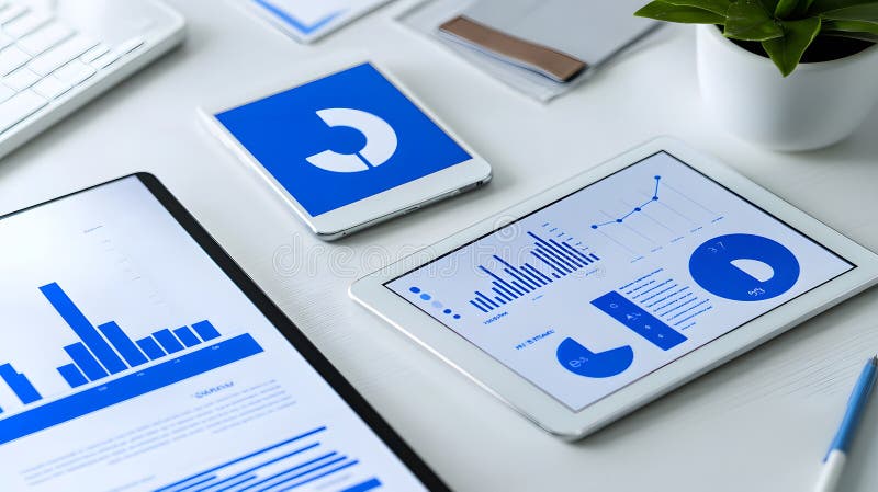 Business Analytics Data Graphs Charts Tablet Display Digital Marketing ...