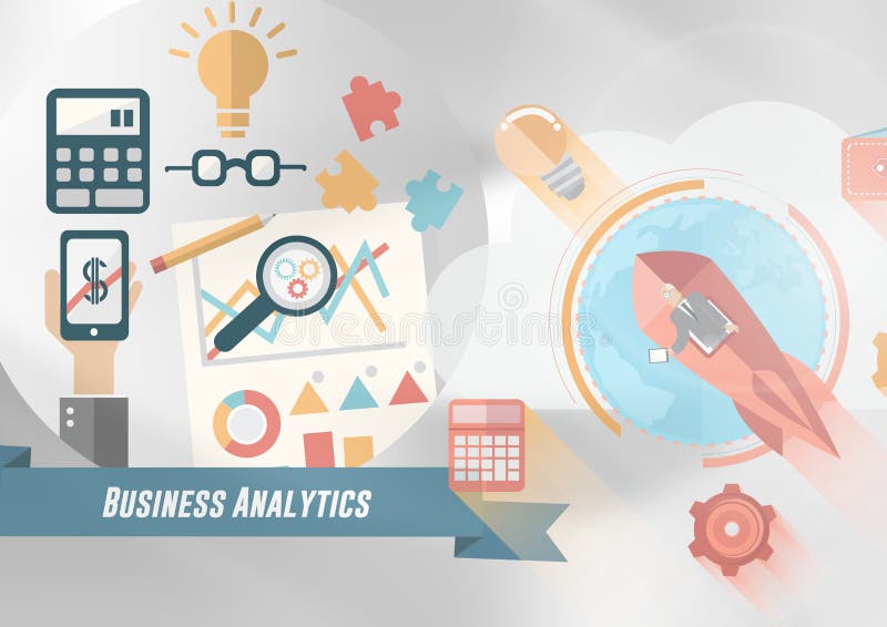 Business Analytics Concept Vector with Banner and Text Stock Vector ...