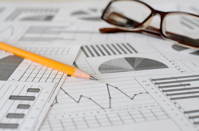 Business Analytics, Graphs and Charts. a Schematic Drawing on Paper ...