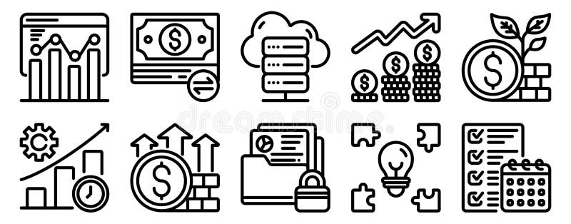 Business Analytics Icon Set Insightful Solid Style Collection for Data and Strategy Stock Vector ...