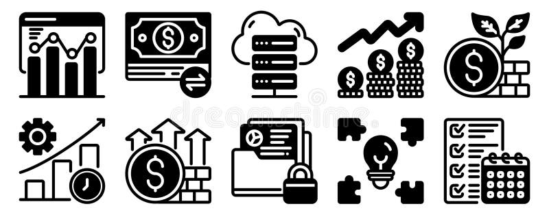Business Analytics Icon Set Insightful Solid Style Collection for Data and Strategy Stock Vector ...