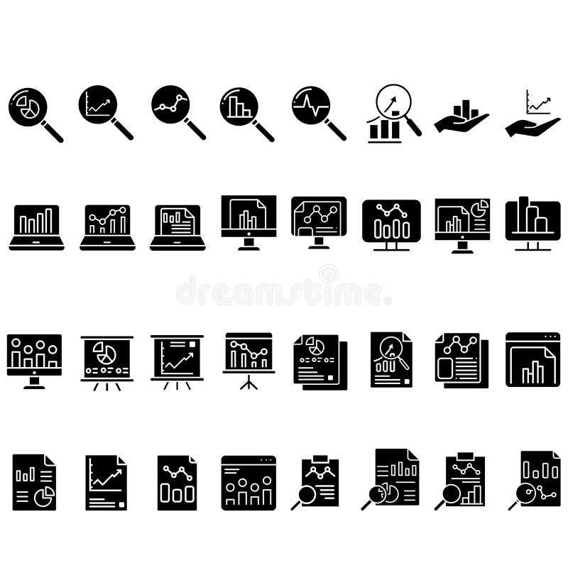 Business Analytics Icon Vector Set. Data Analysis Illustration Sign ...