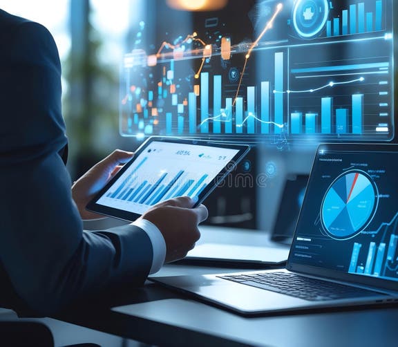 Business Analytics: Interactive Data Visualization on Tablet Stock ...