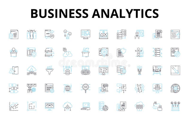 Business Analytics Linear Icons Set Data Driven Insights Intelligence Metrics Analysis