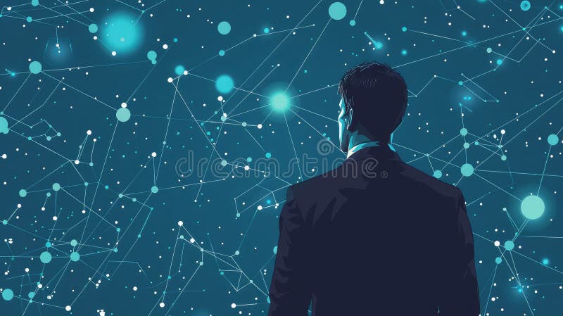 Business Analytics: Man Analyzing Data Flow in Formal Attire Stock ...