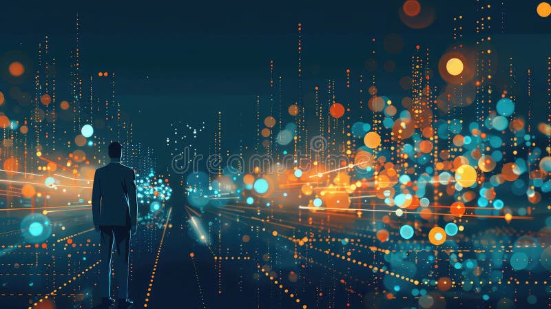 Business Analytics: Man Analyzing Data Flow in Formal Attire Stock ...