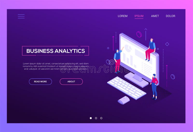 Business Analytics - Line Design Style Isometric Web Banner Stock ...